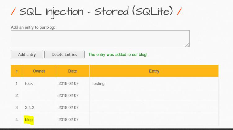 Sql Injection Stored Sqlite · Teckk2 8076